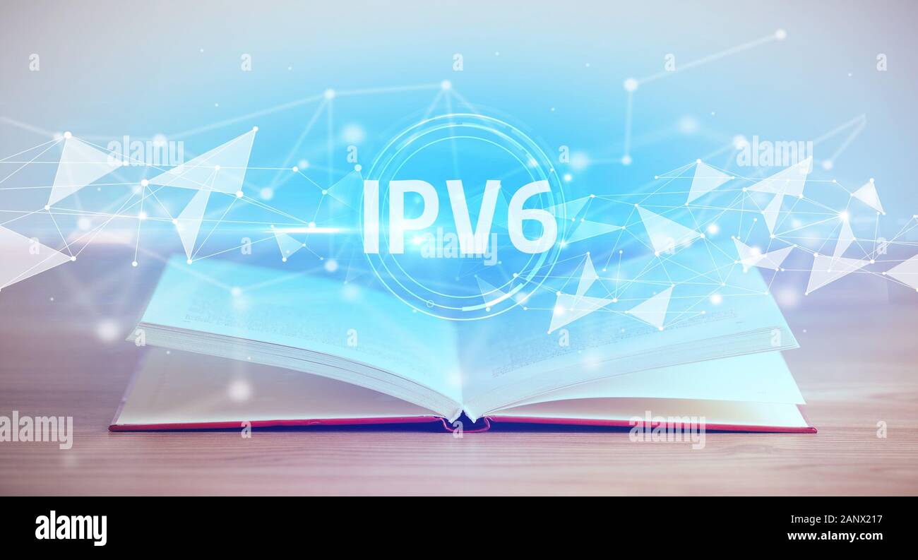 Open book with IPV6 abbreviation, modern technology concept Stock Photo ...