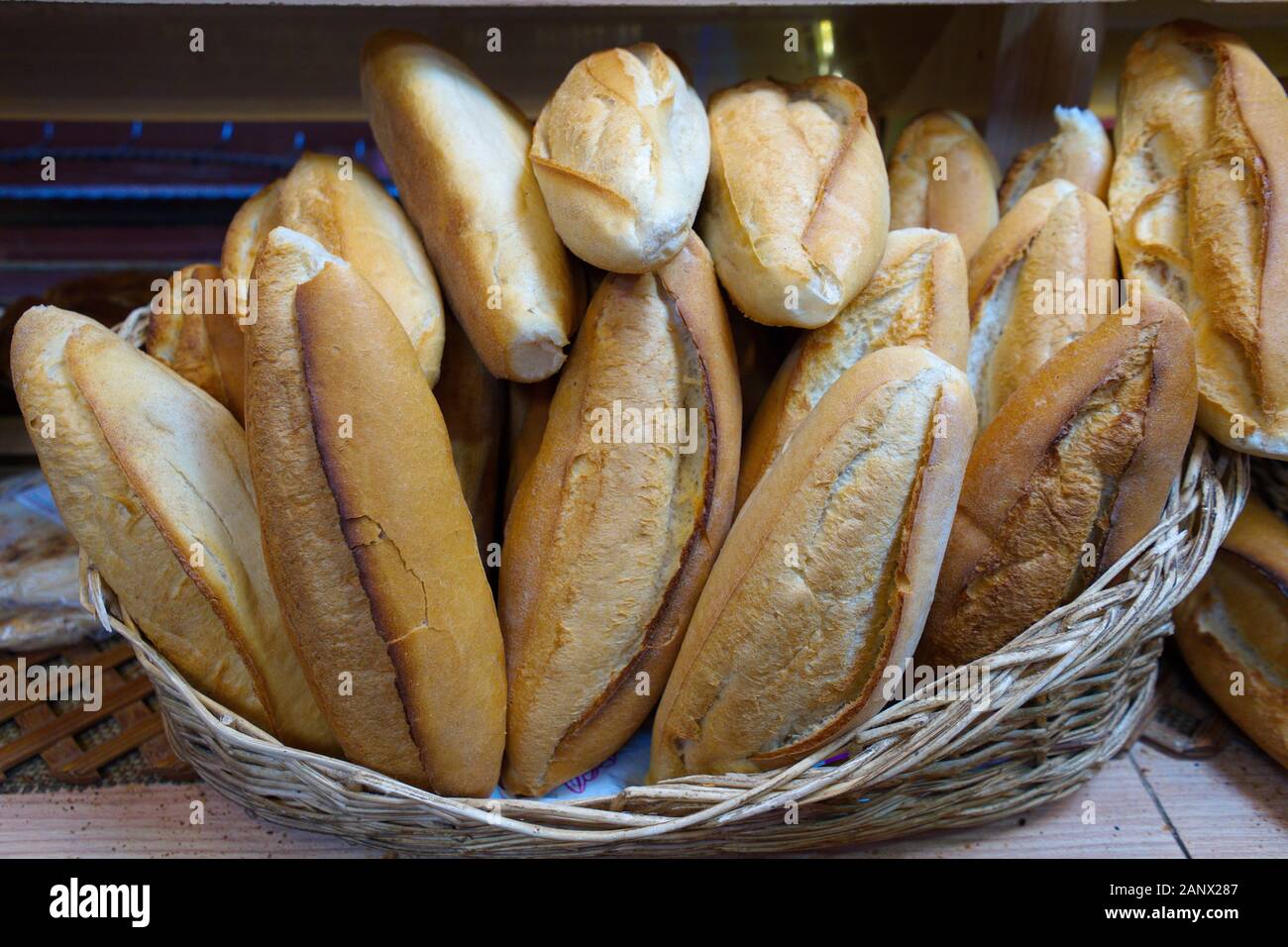 fresh breads in the oven. traditional Turkish bread Stock Photo - Alamy