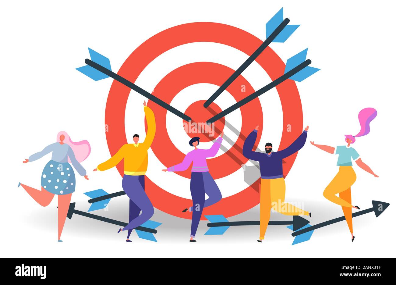 Business concept illustration, Target with an arrow, hit the target ...