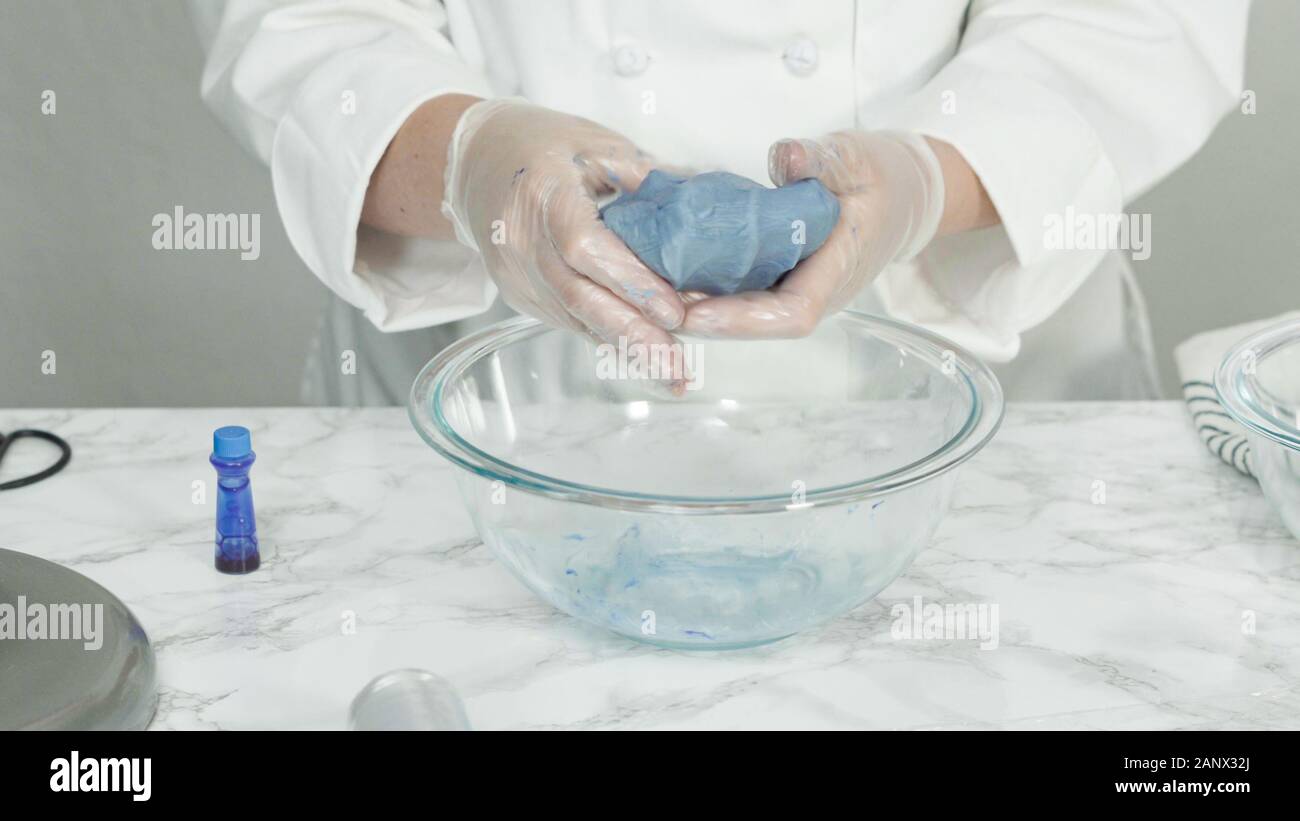Step by step. Mixing food coloring into the cookie dough to bake red ...