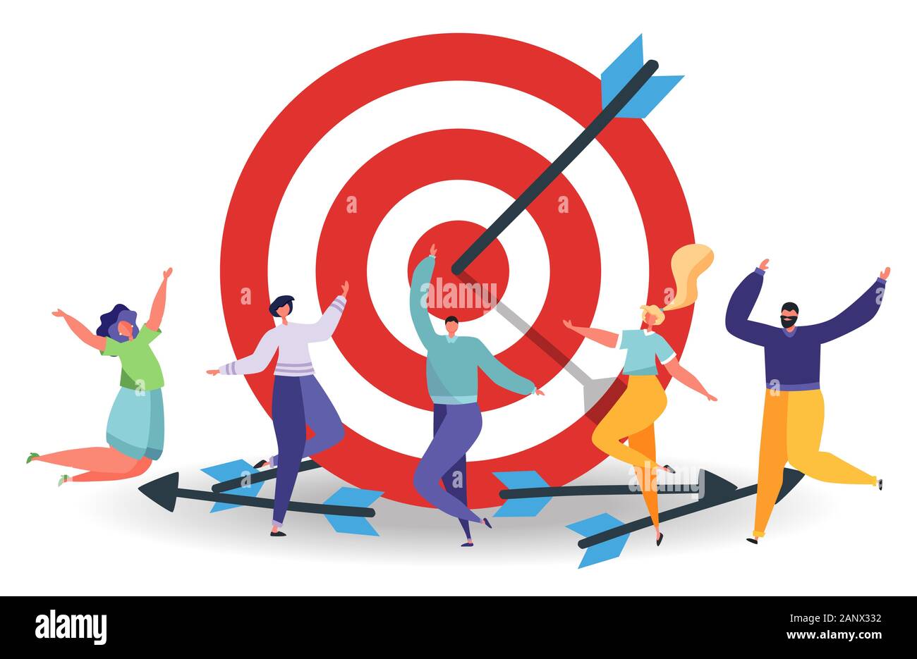 Business concept illustration, Target with an arrow, hit the target ...