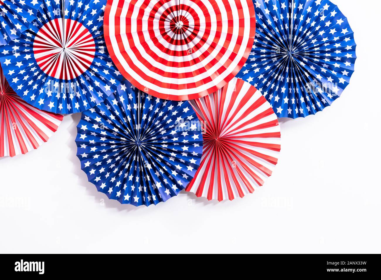 Red, white, and blue paper fans for July 4th celebration Stock Photo ...