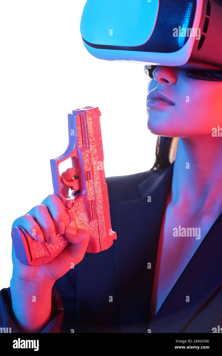 Girl with glitter gun Stock Photo - Alamy