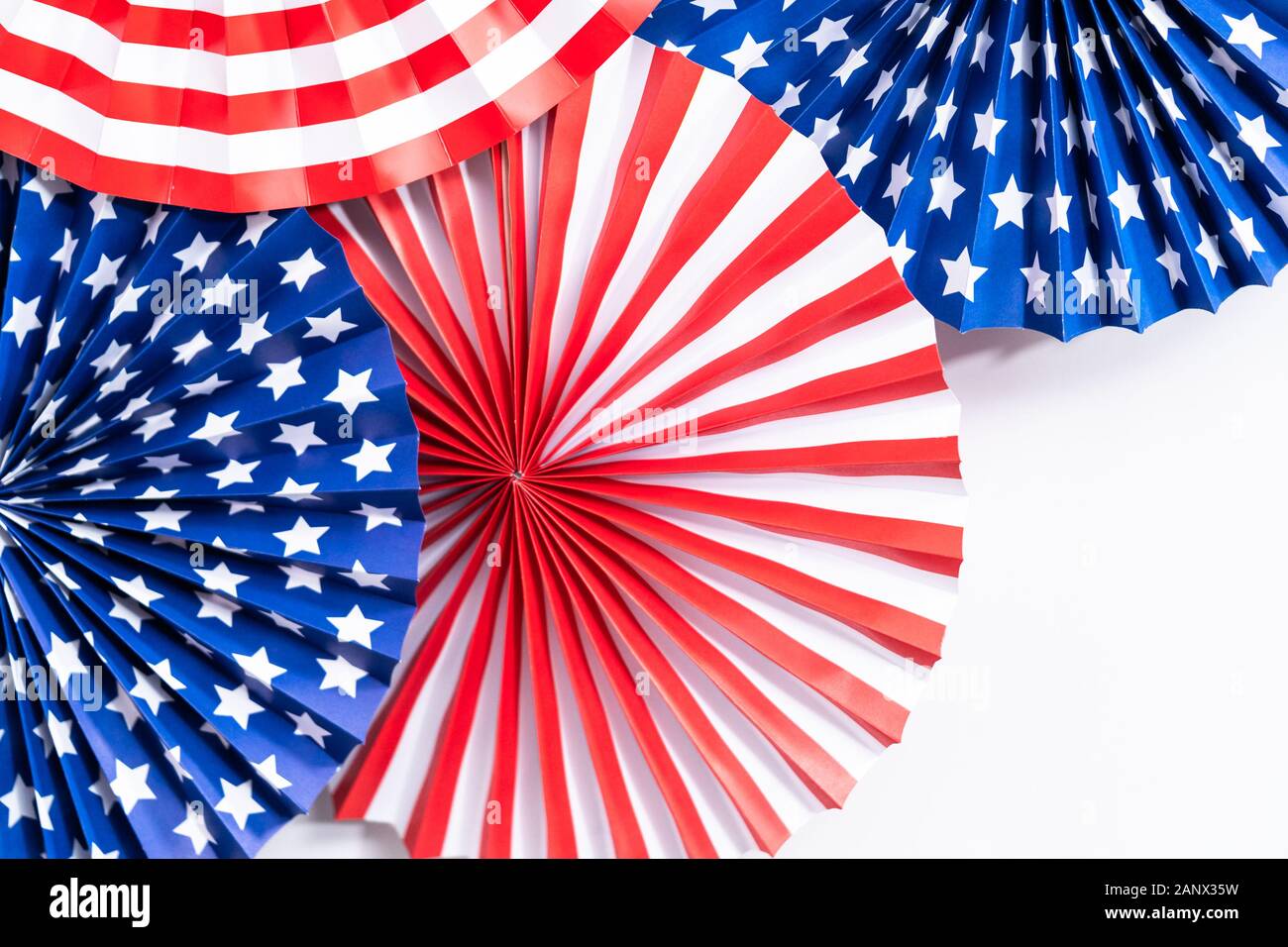 Red, white, and blue paper fans for July 4th celebration Stock Photo ...