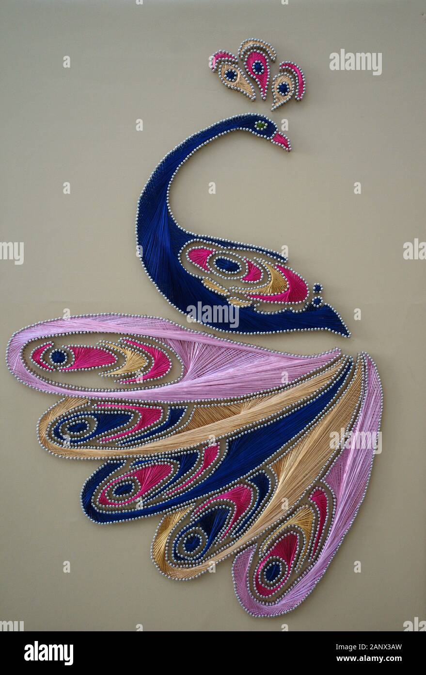 string art, a motif designed in the form of peacock Stock Photo - Alamy