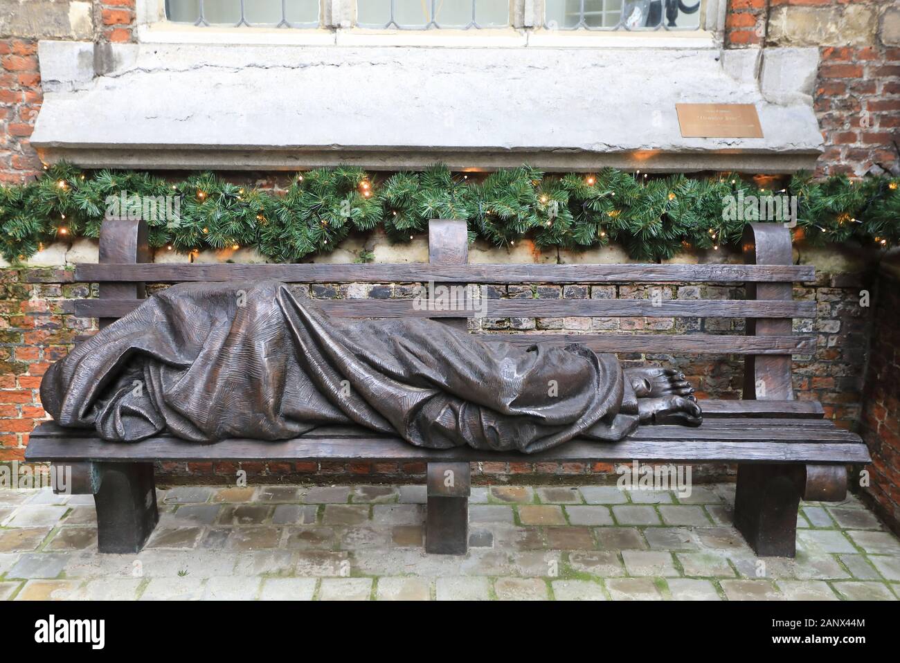 Homeless Jesus or Jesus the Homeless, a bronze sculpture by Canadian ...