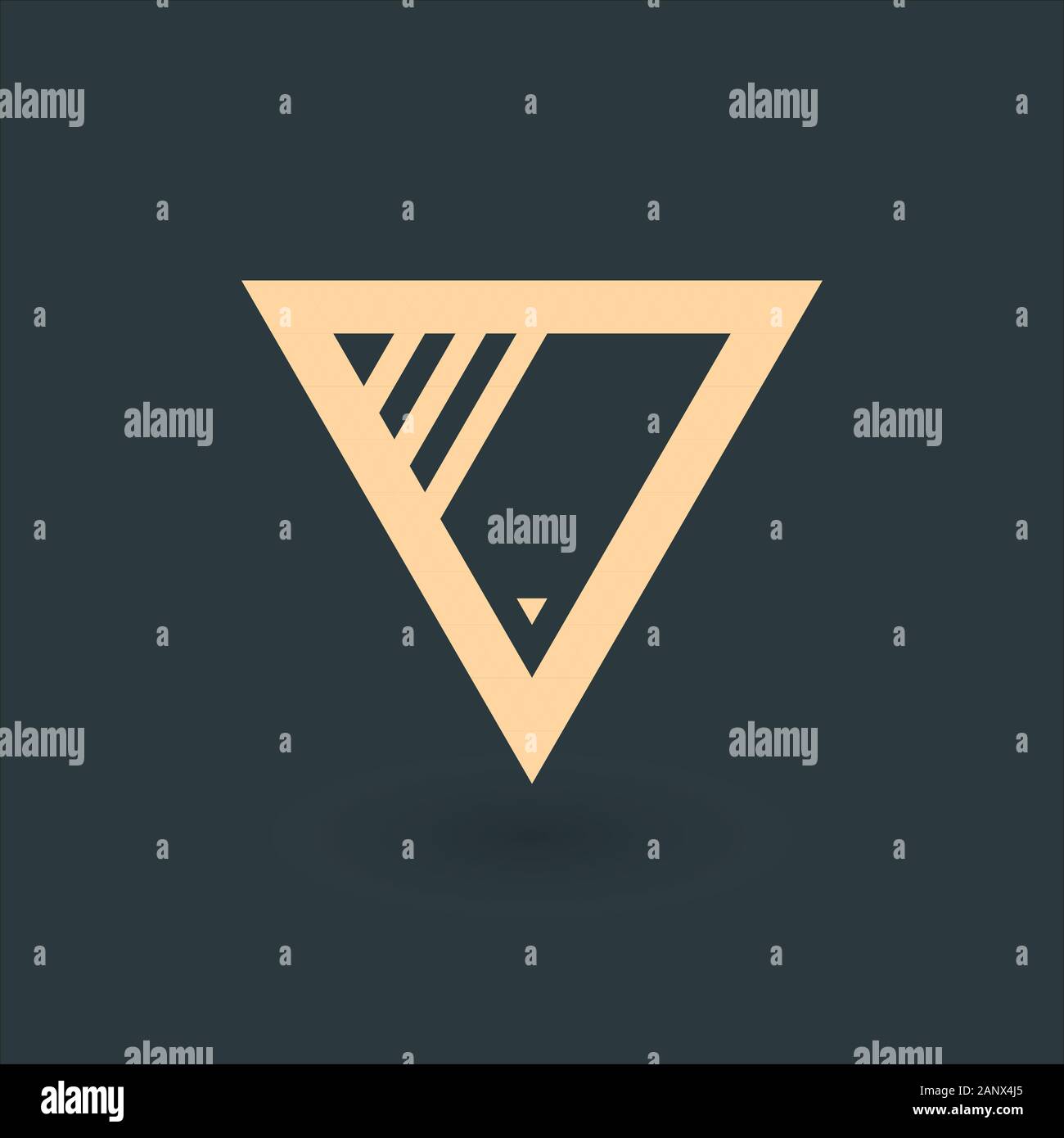 Letter V or delta pyramid geometric triangle with three stripes logo ...