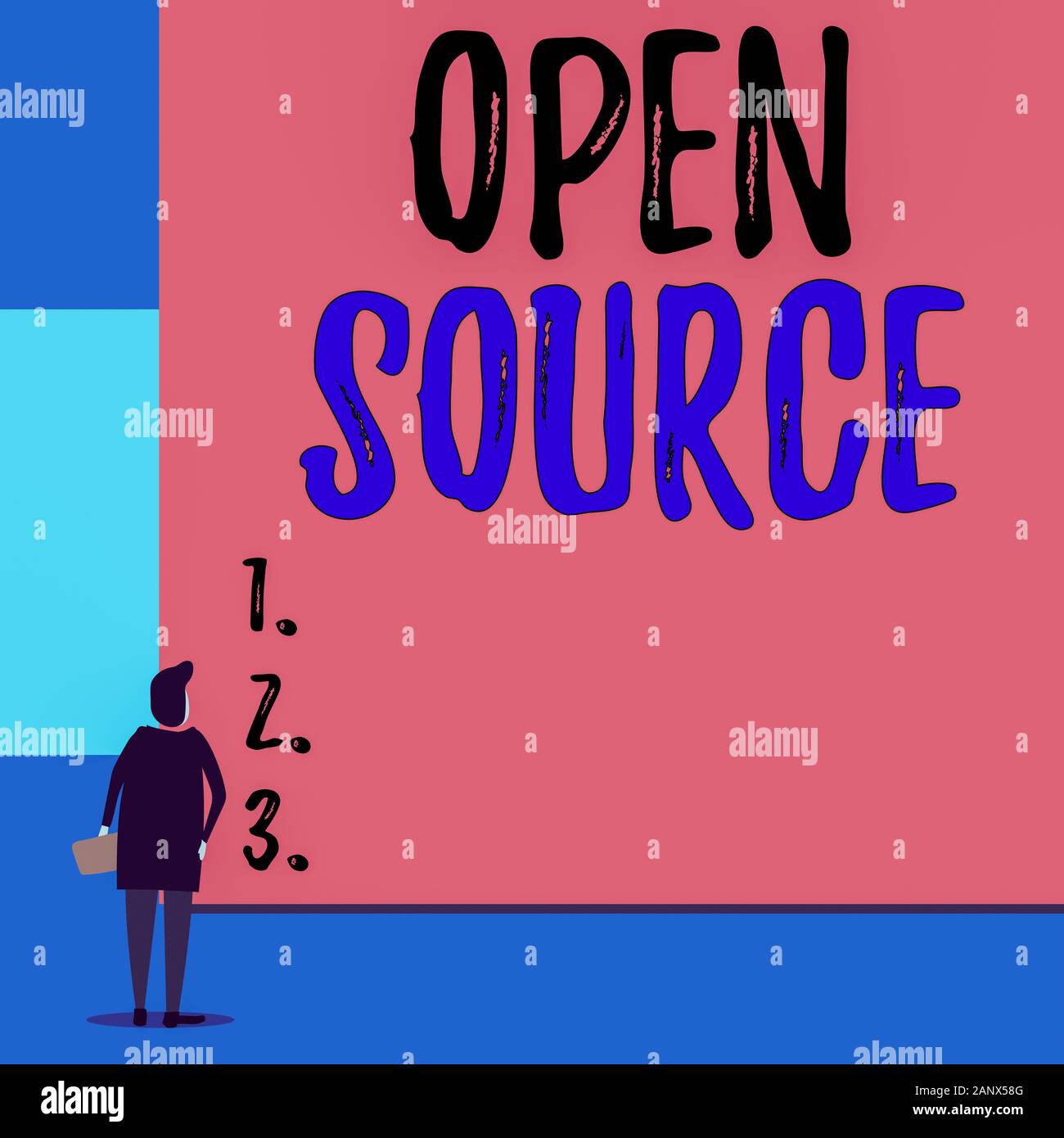 Text sign showing Open Source. Business photo showcasing denoting software which original source ...