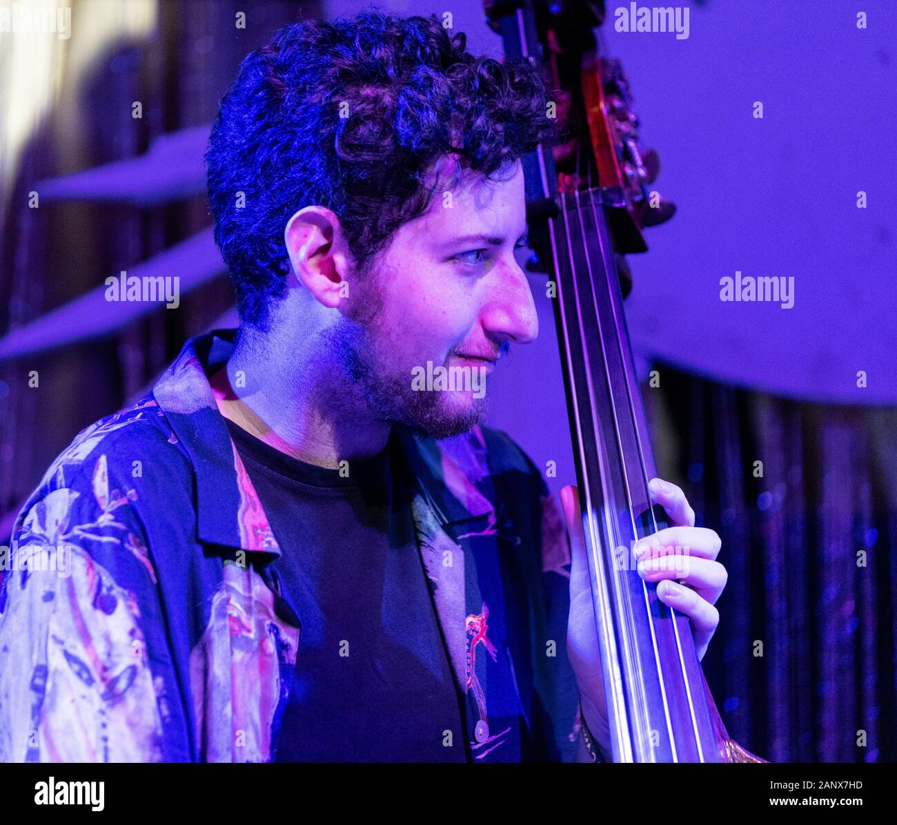 New York, NY - January 17, 2020: Russell Hall performs with Mwenso ...