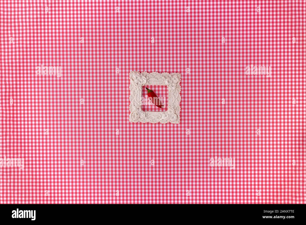 red pepper as if it were a picture inside a classic white frame against ...