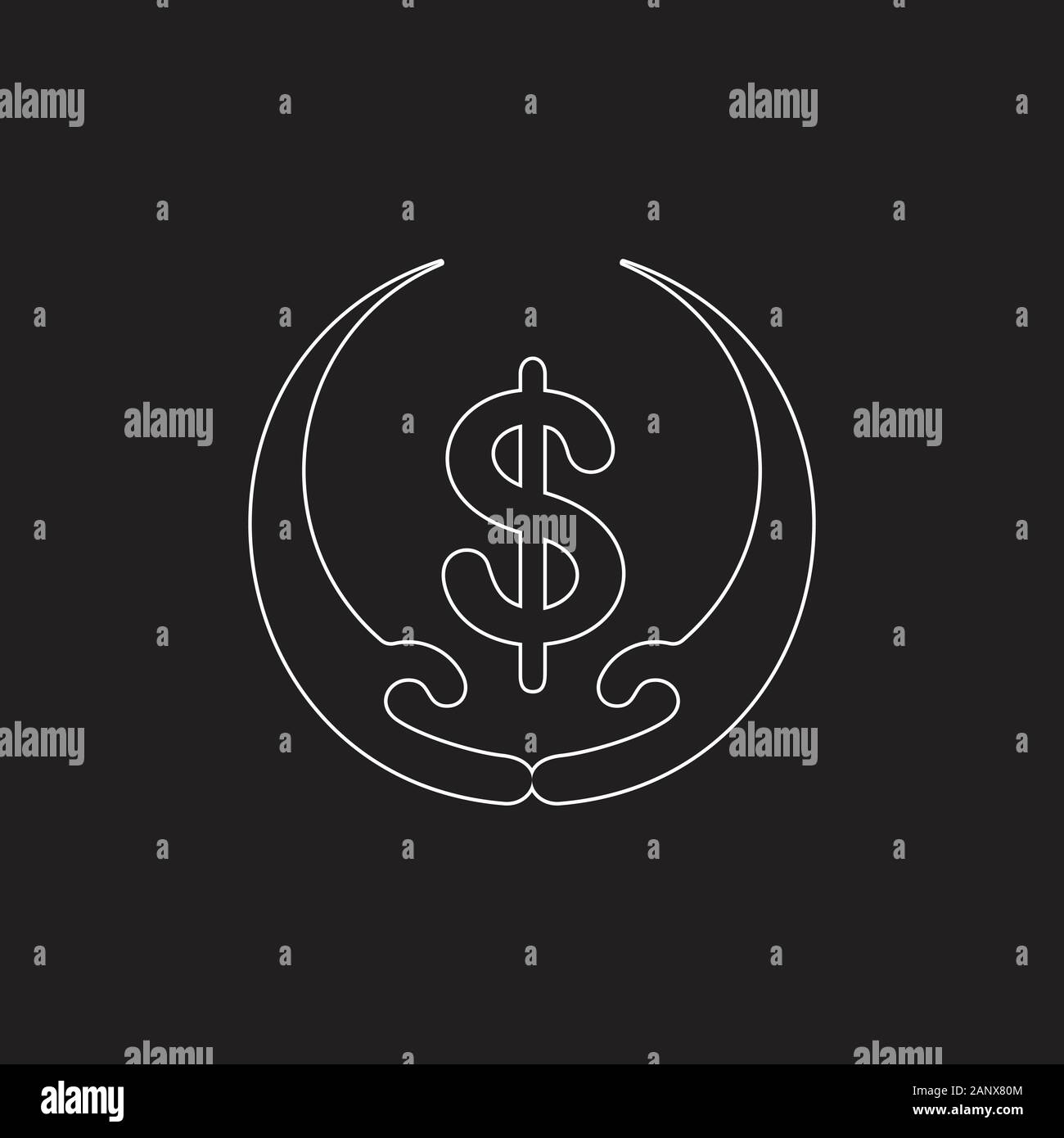 hand care money dollar outline symbol vector Stock Vector Image & Art ...