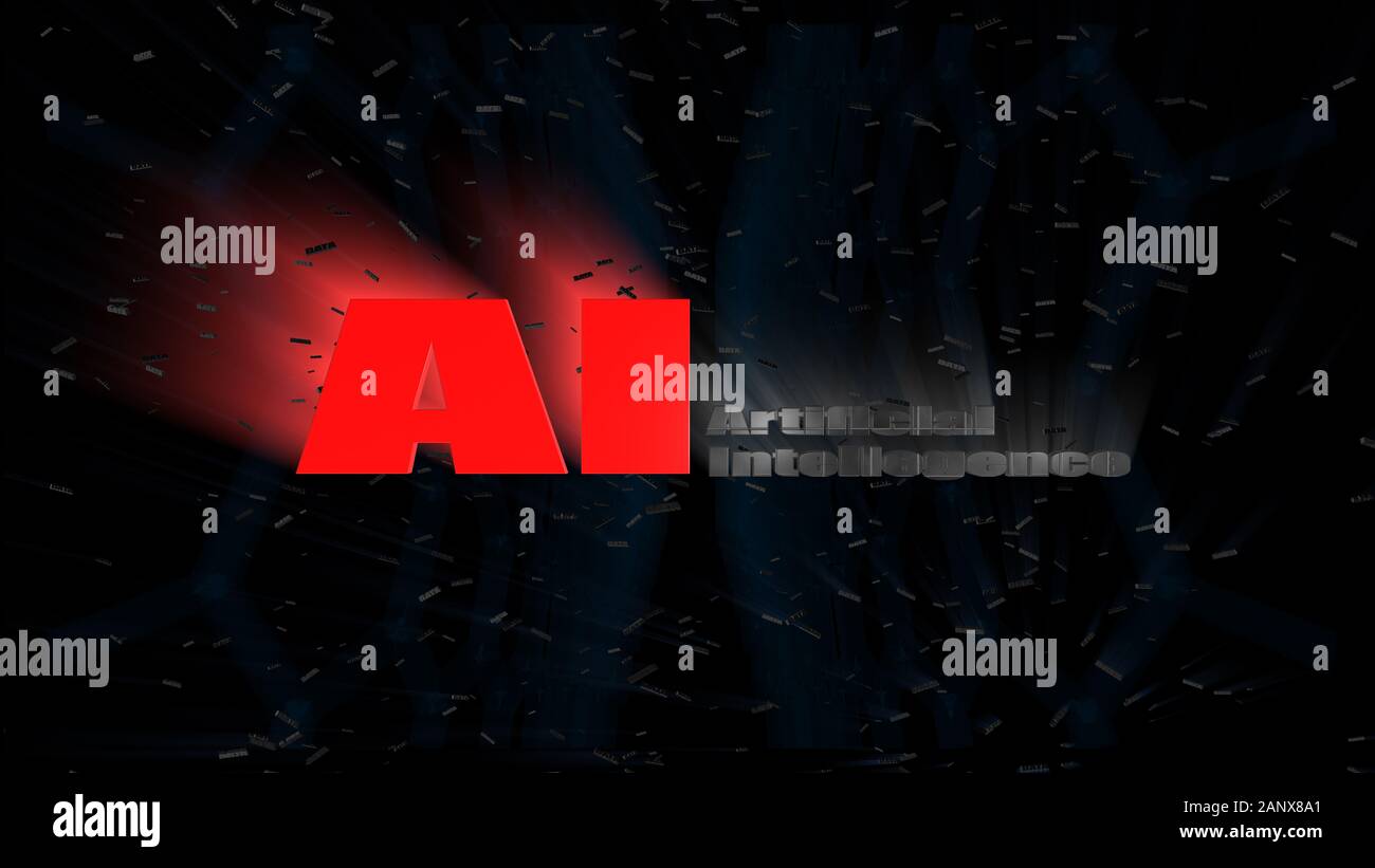 The 3d rendering of 3D AI Wording with black background Stock Photo - Alamy