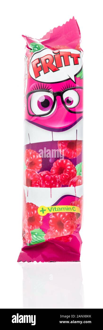 Winneconne, WI - 14 January 2019 : A package of Fritt fruit chew snack ...