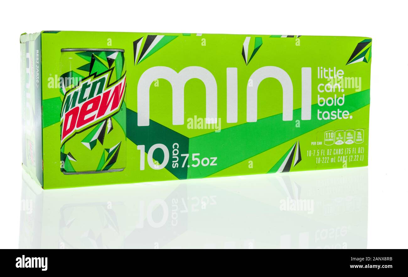 Winneconne, WI - 14 January 2019 : A package of Mountain Dew mini soft ...