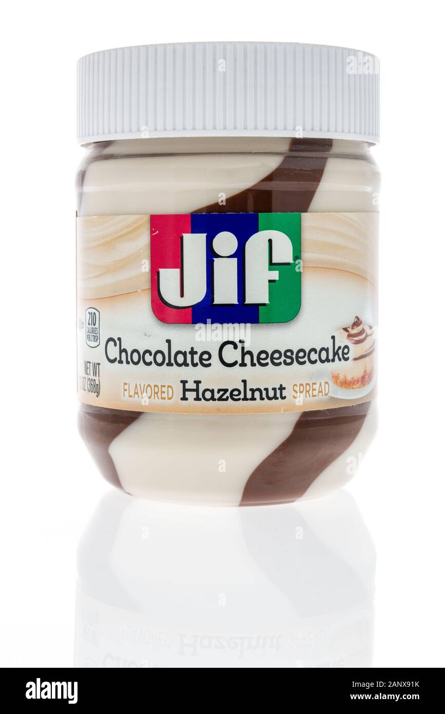 Winneconne Wi 19 January 2019 A Package Of Jif Chocolate Cheesecake Hazelnut Spread On An