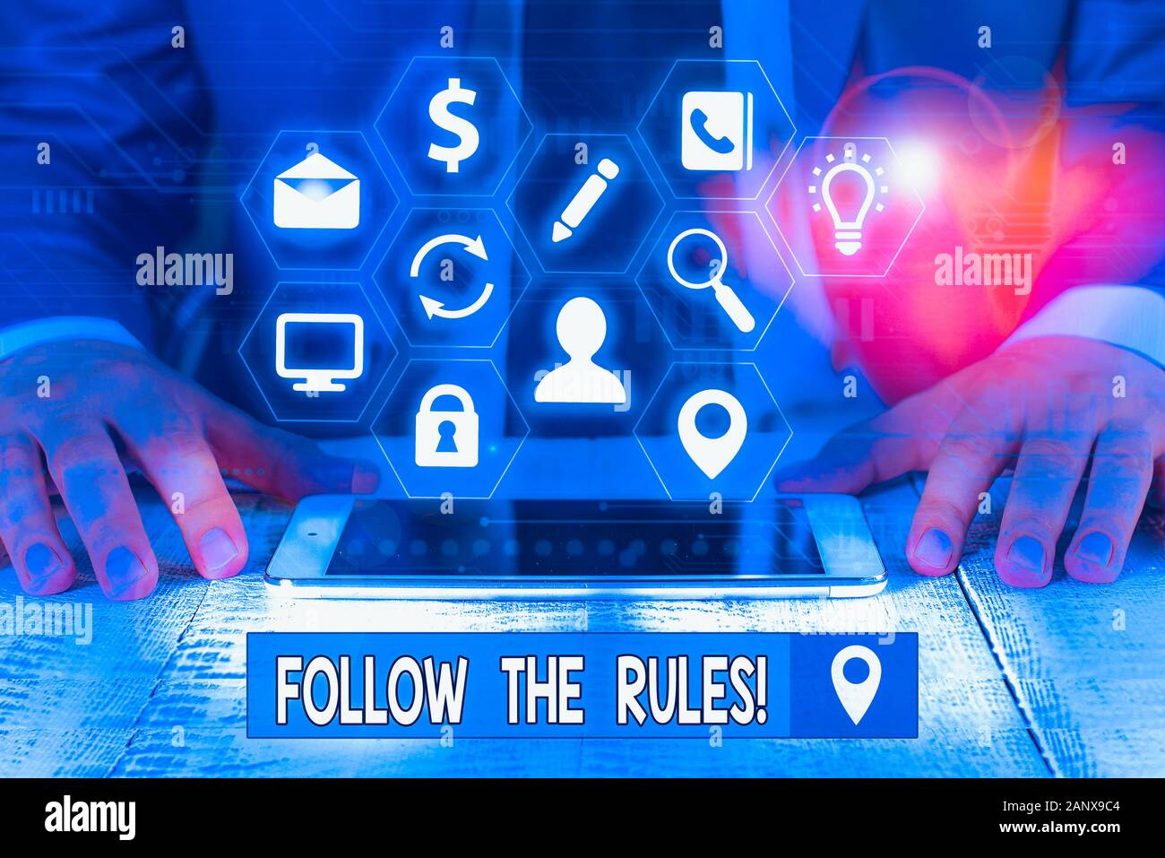 Conceptual hand writing showing Follow The Rules. Concept meaning go ...