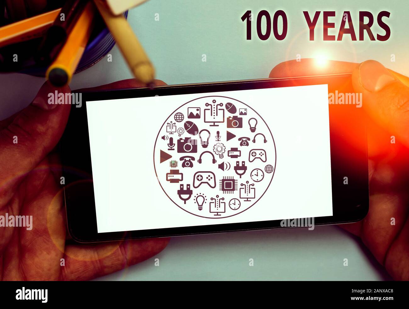 Text sign showing 100 Years. Business photo text Remembering special ...