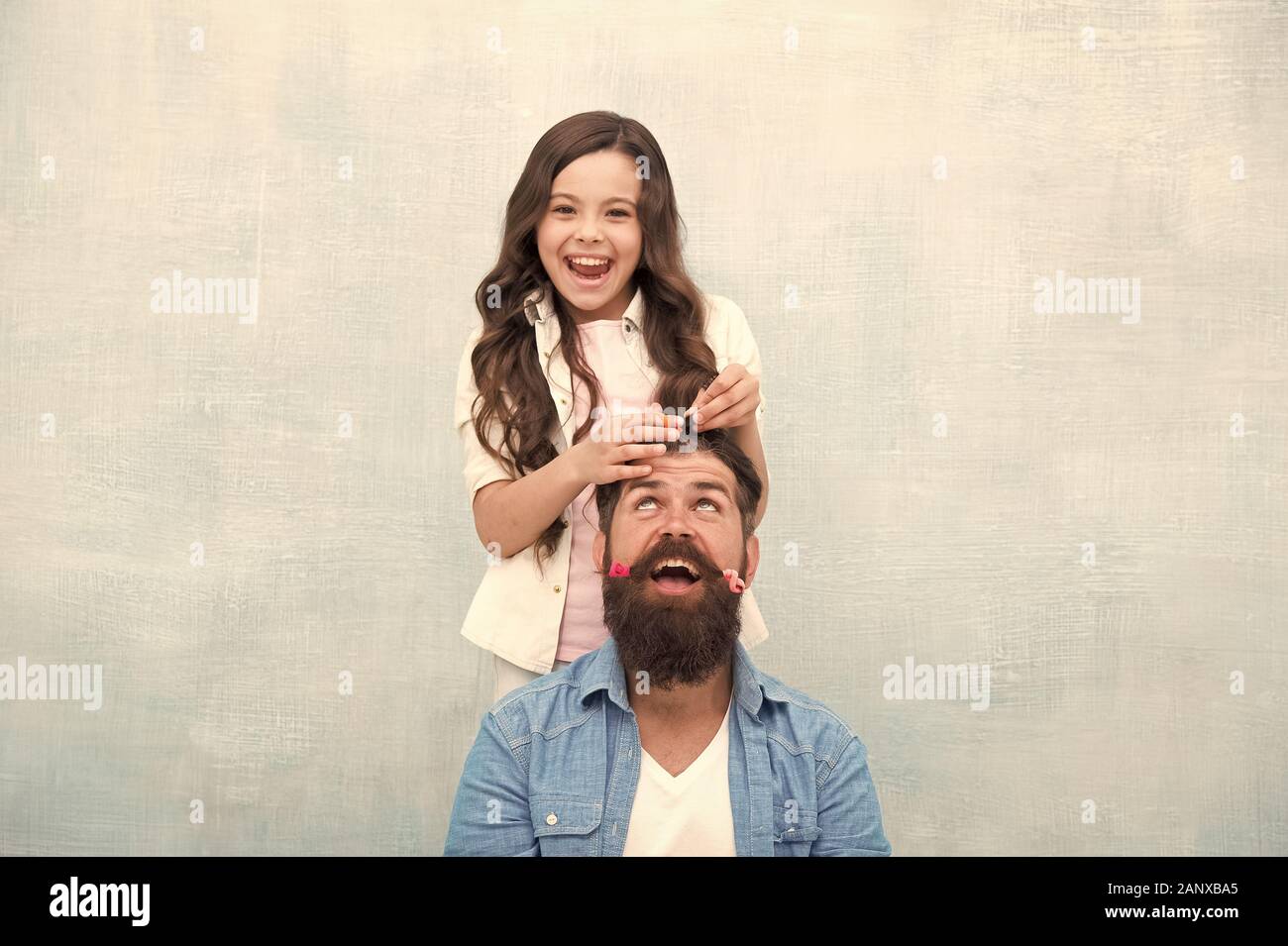 My fathers hair at its best. Little daughter style fathers hair. Happy ...