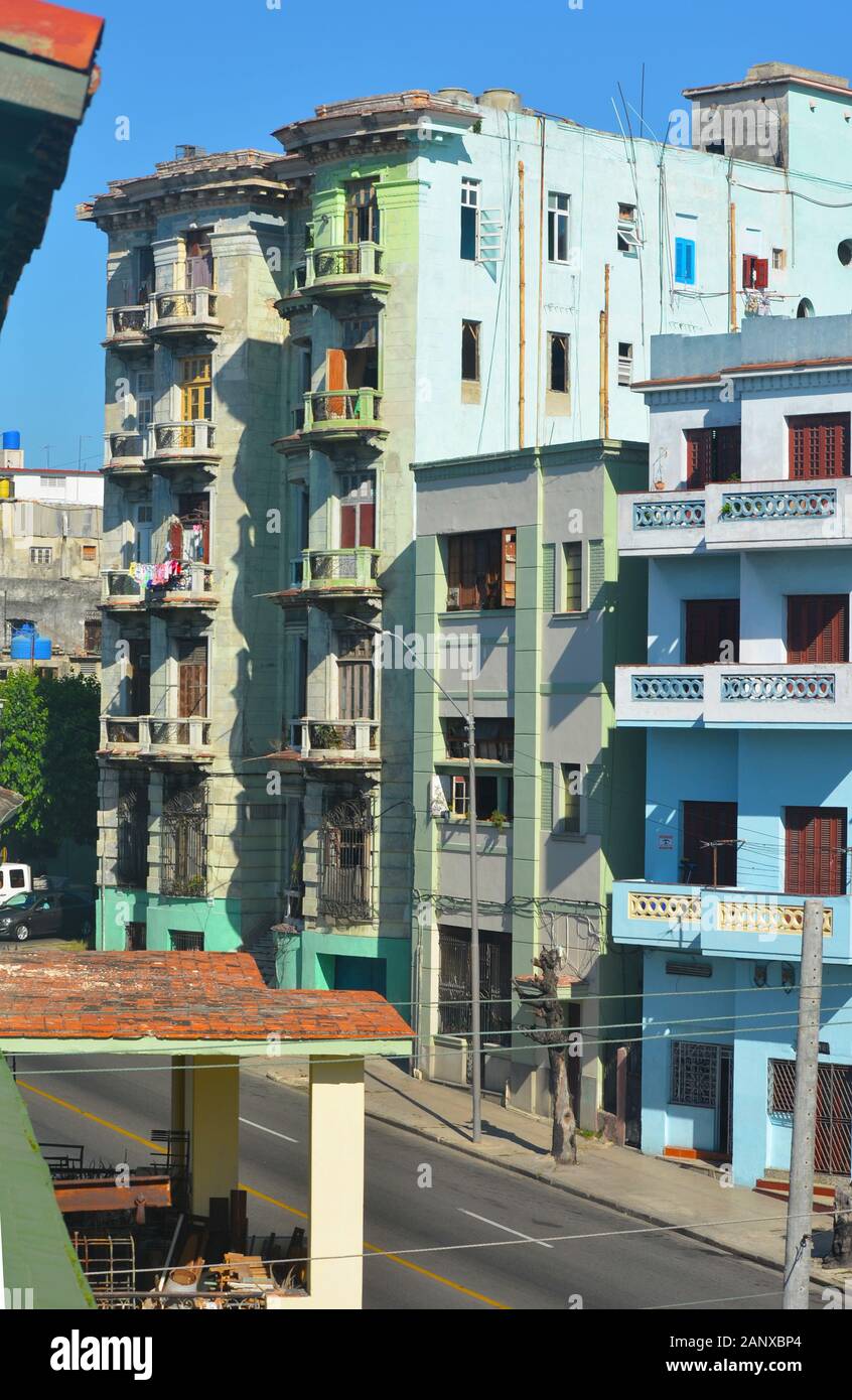 Central Havana (Cuba), where many buildings are in dire need of repair ...