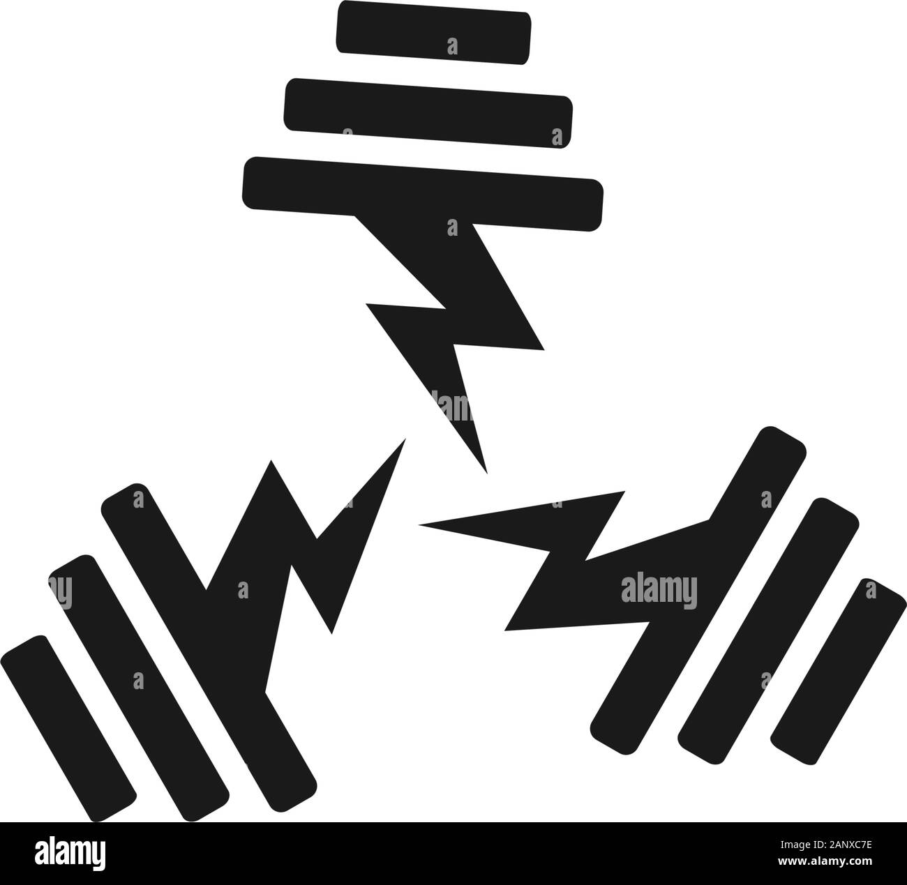 symbol logo vector of triangle dumbbell training simple design Stock ...