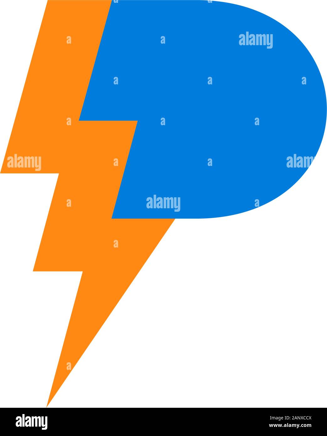 vector of letter p thunder energy simple geometric design Stock Vector ...