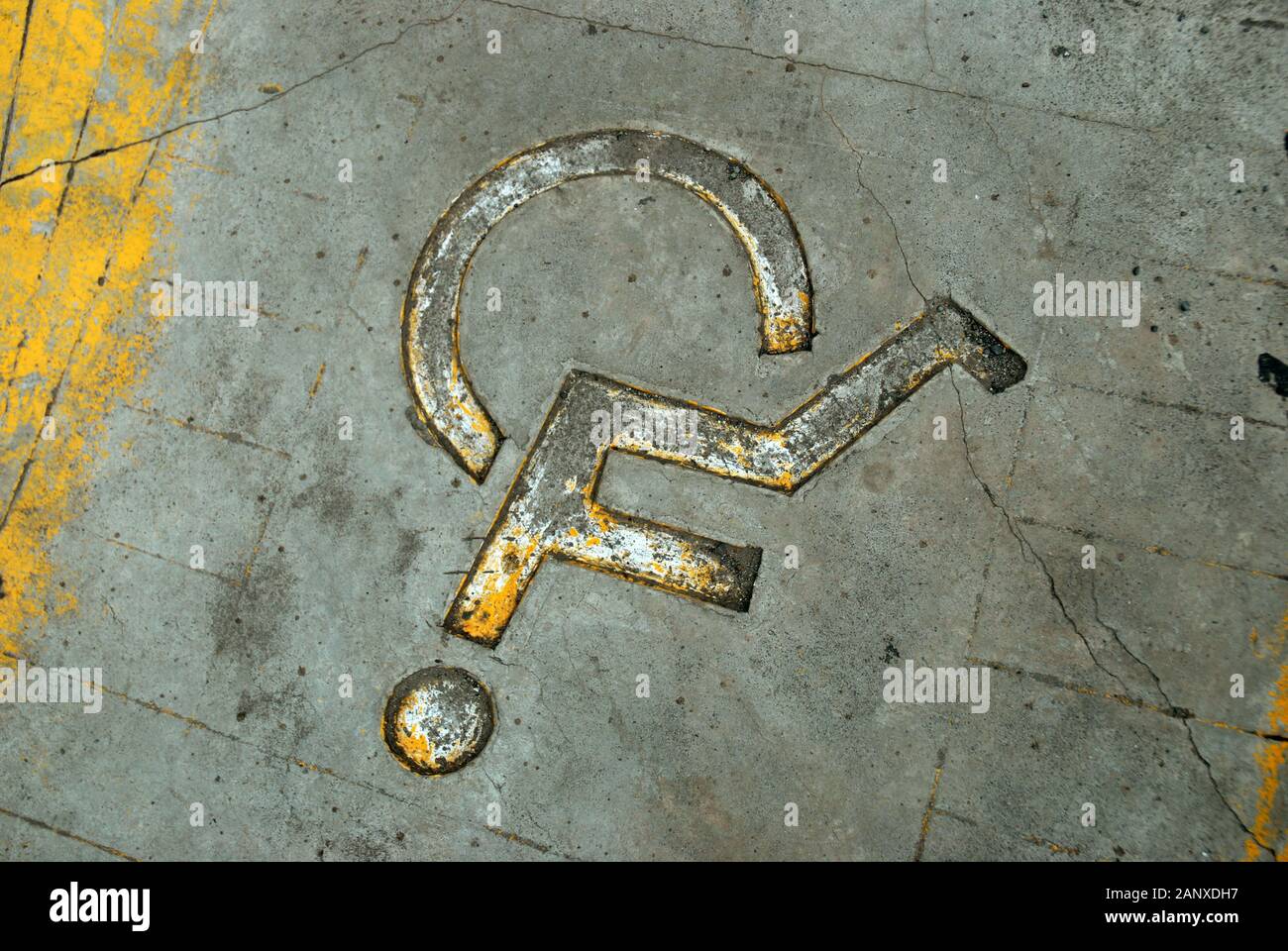 Disabled Wheelchair sign painted on path, Manila, Philippines Stock ...