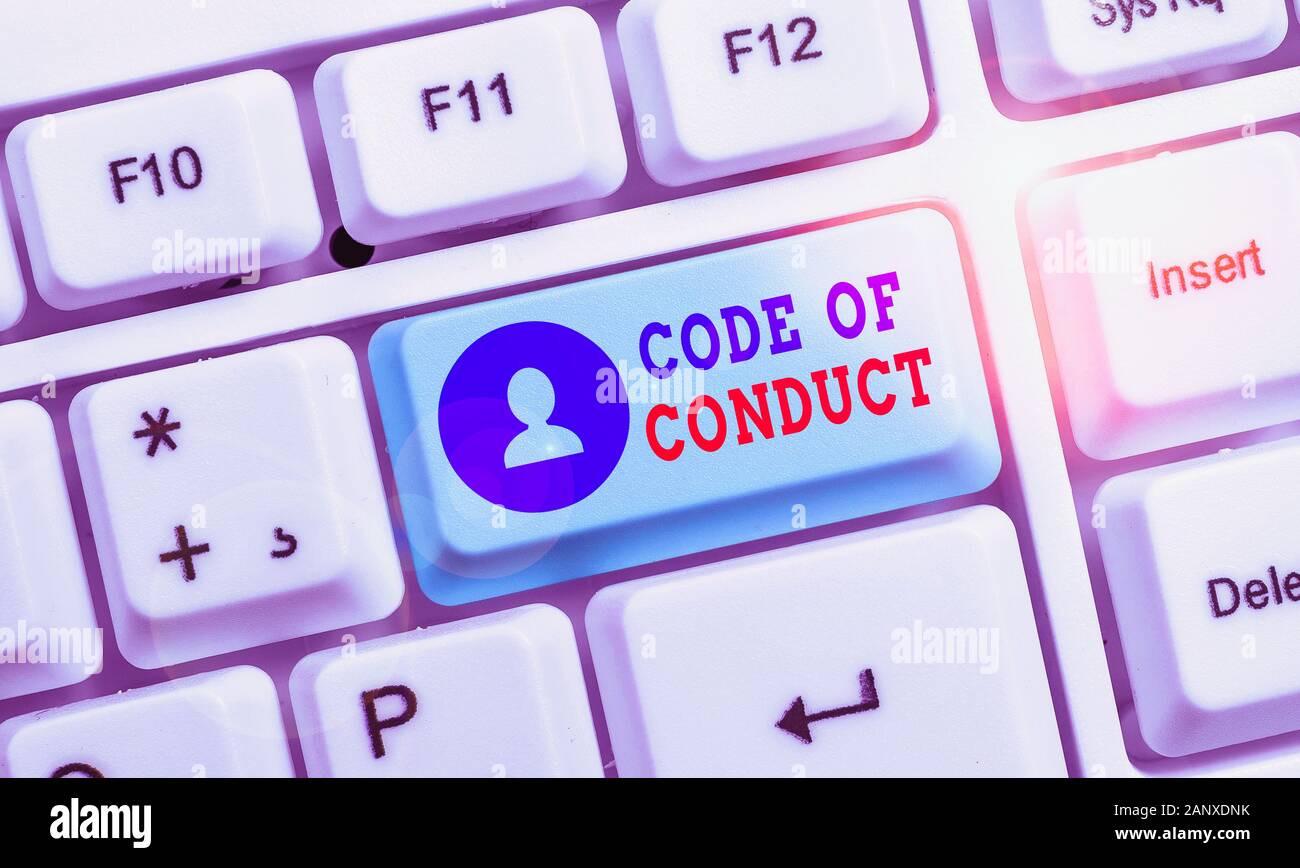 Handwriting text Code Of Conduct. Conceptual photo Ethics rules moral ...