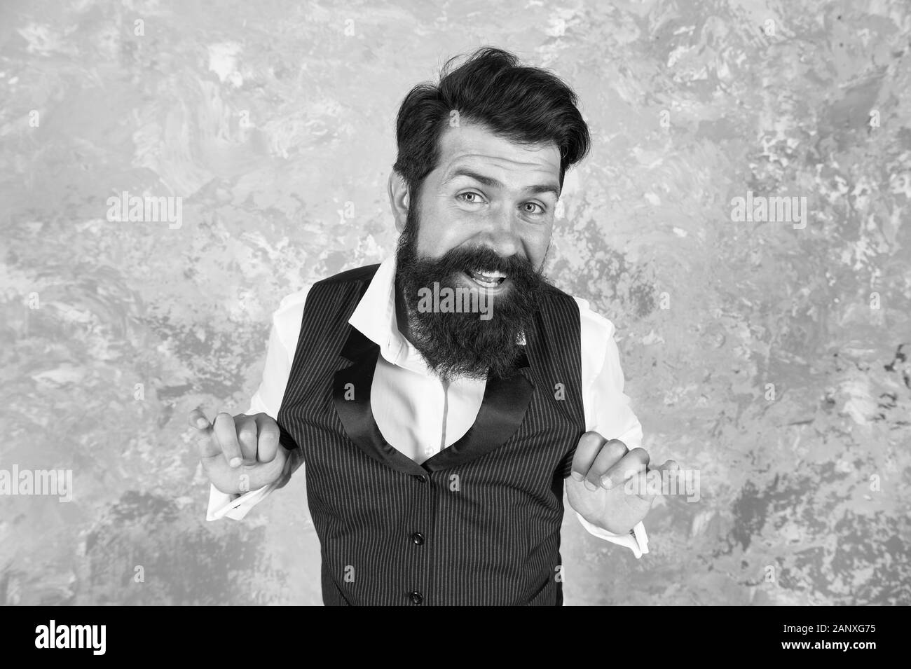 Cheerful and cunning. Charming jewish person. Bearded jewish man. Guy ...