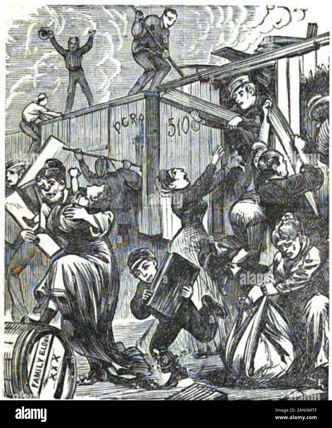 Members of the mob looting freight cars Stock Photo - Alamy