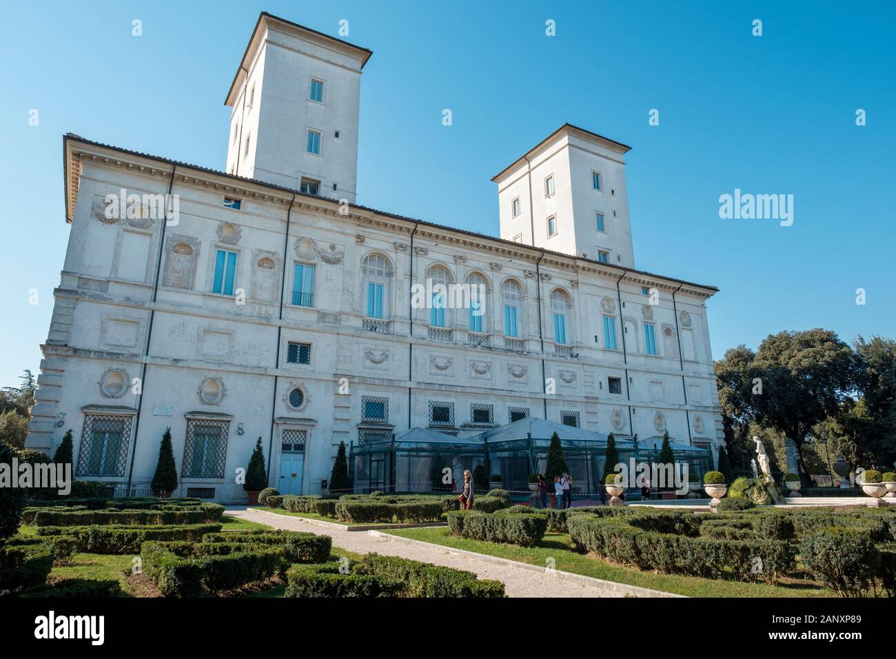 Back view and gardens of Borghese Gallery, Galleria Borghese Museum ...