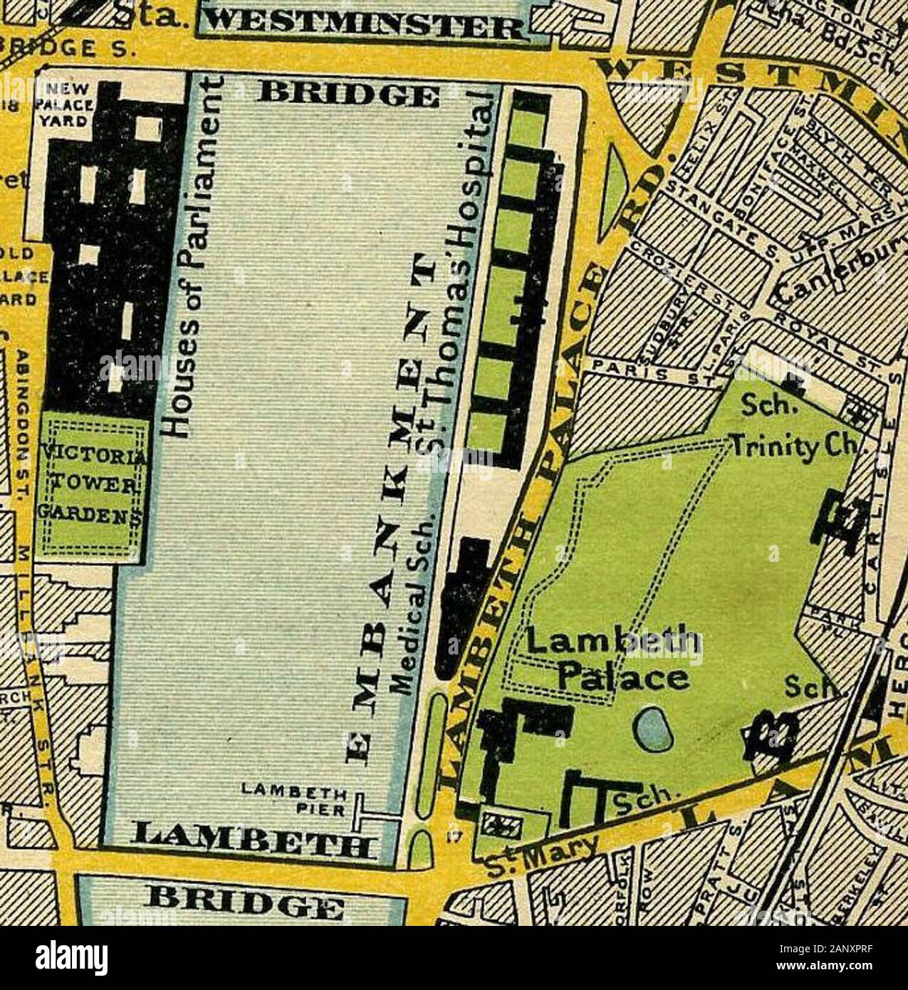 1897 map, showing Lambeth Palace Stock Photo - Alamy