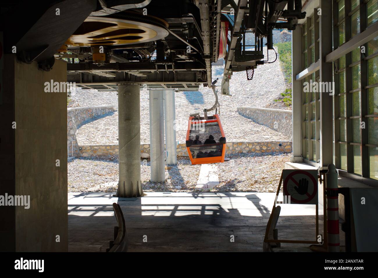 Cable car. Cable car station. Tourist travel by cable car Stock Photo ...