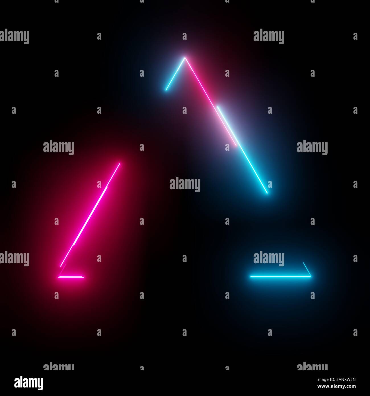 Neon light triangle frame on dark background. 3D illustration Stock ...