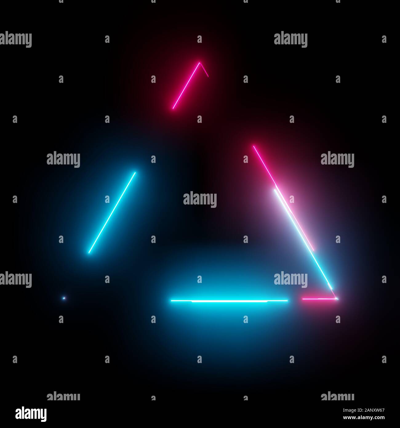 Neon light triangle frame on dark background. 3D illustration Stock ...