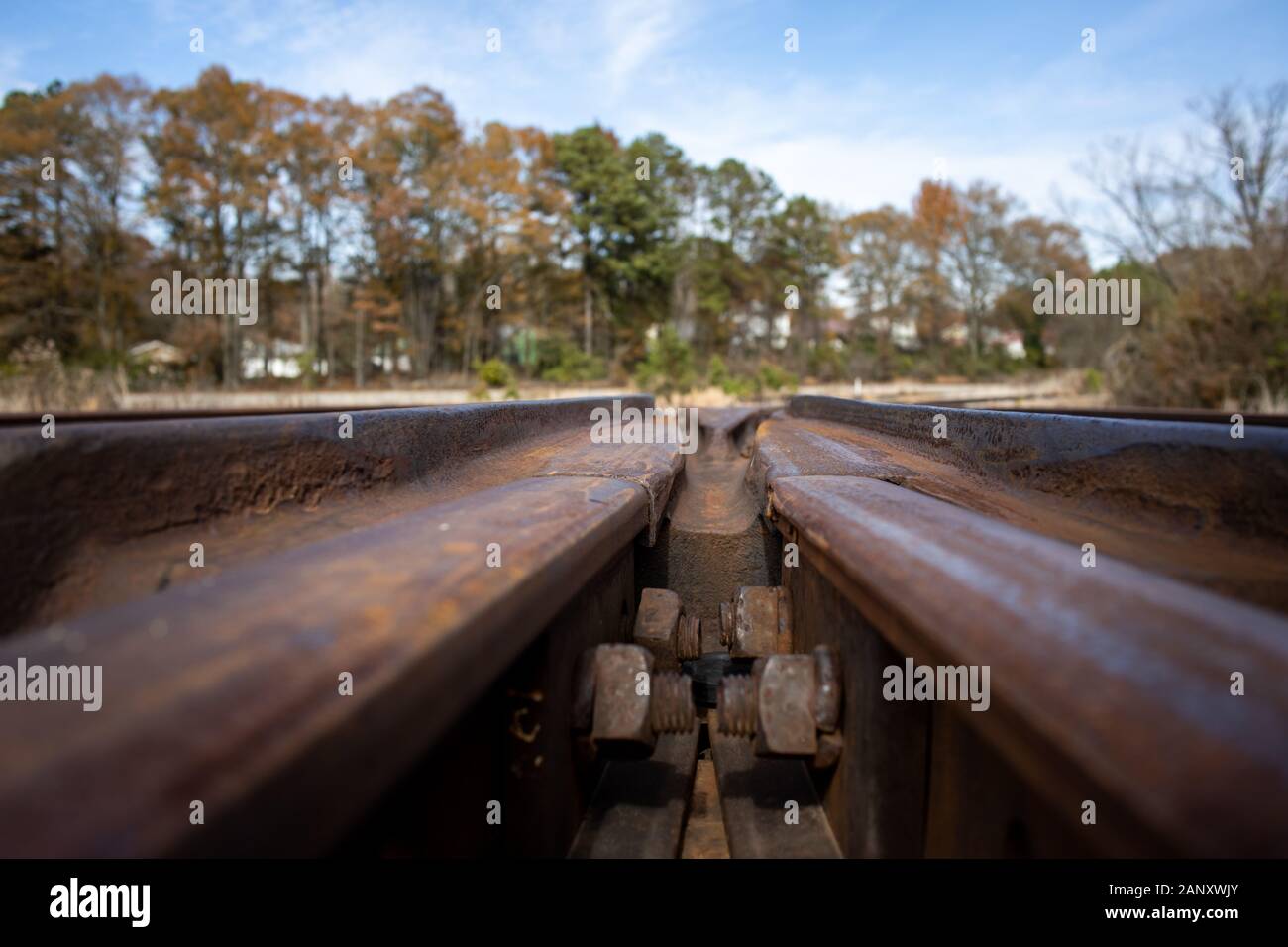Railroad level junction, Hall County, Georgia. The closely spaced rails ...