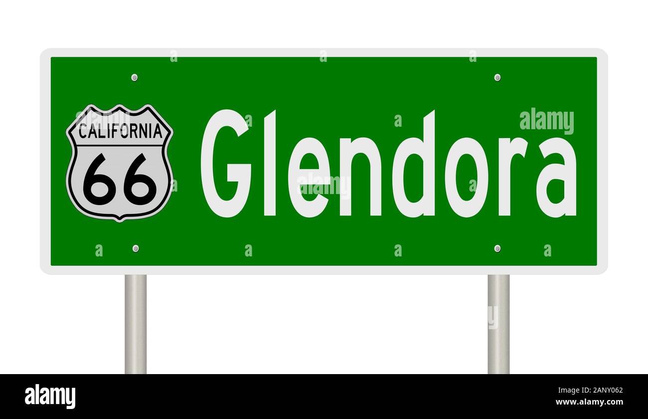 Rendering of a green 3d highway sign for Glendora California on Route ...