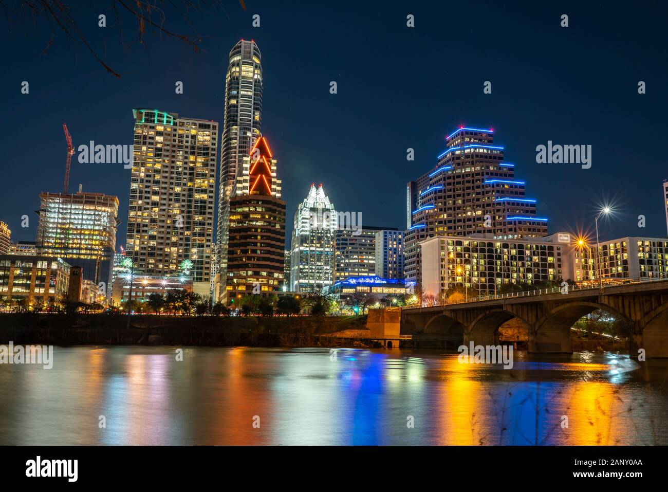 Night View of the Austin Building Skyline With New One Under ...