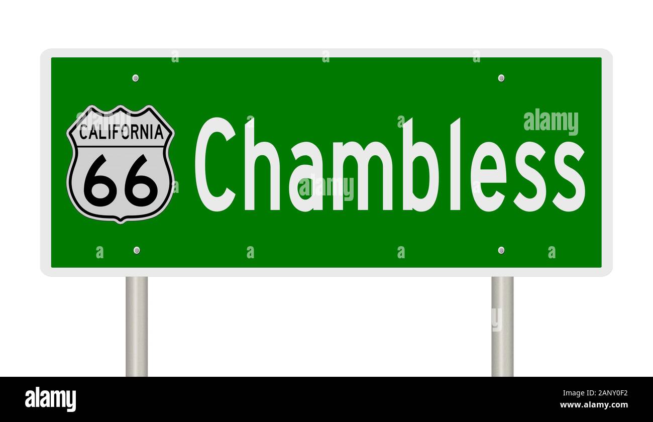 Rendering of a green 3d highway sign for Chambless California on Route ...