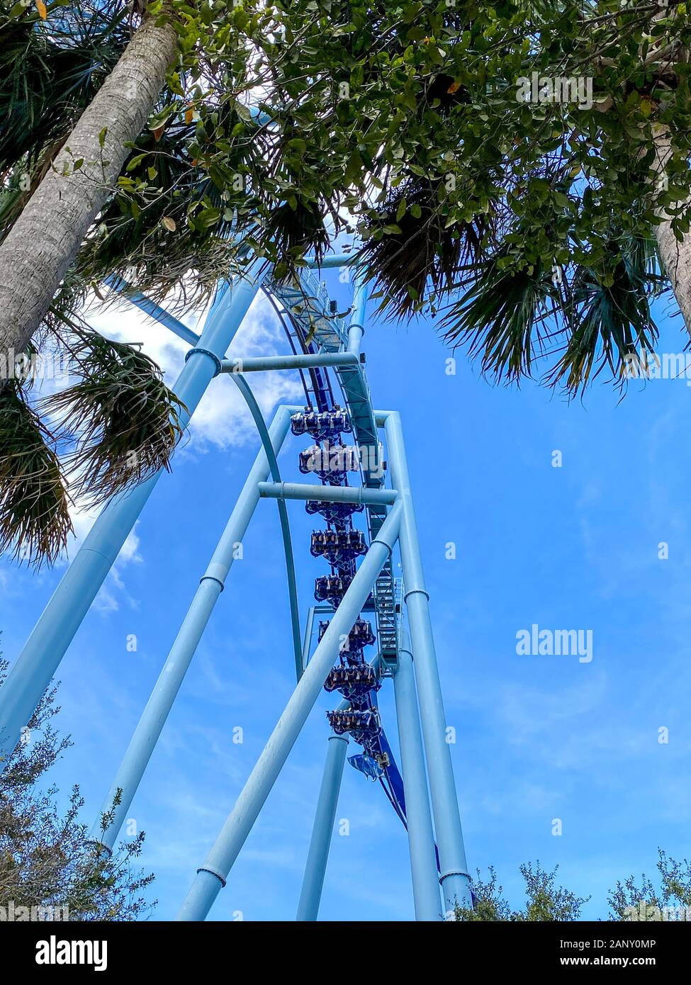 Rollercoaster view down track hi-res stock photography and images - Alamy
