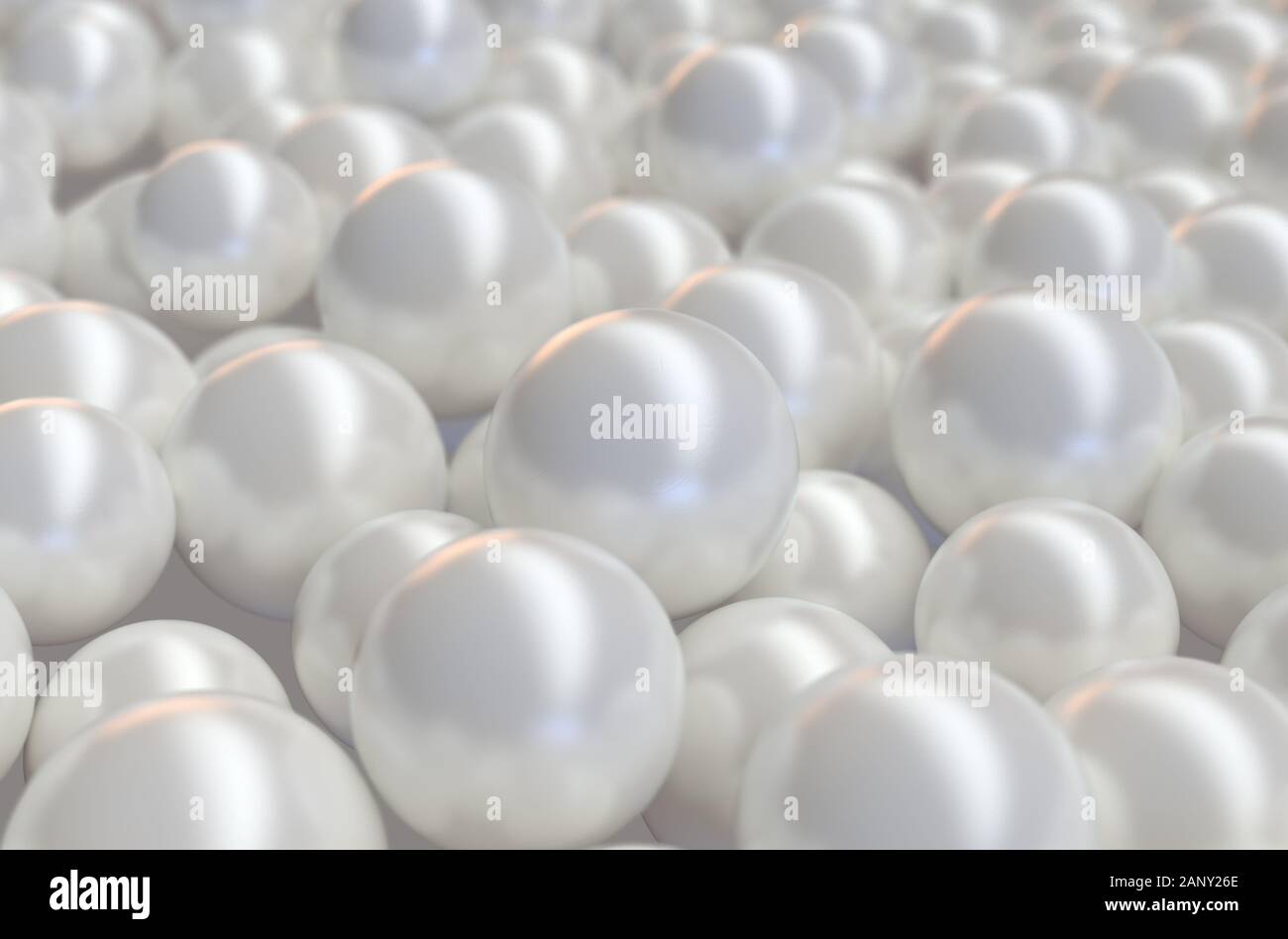 An array of white pearls spread out to form an opulant background - 3D ...