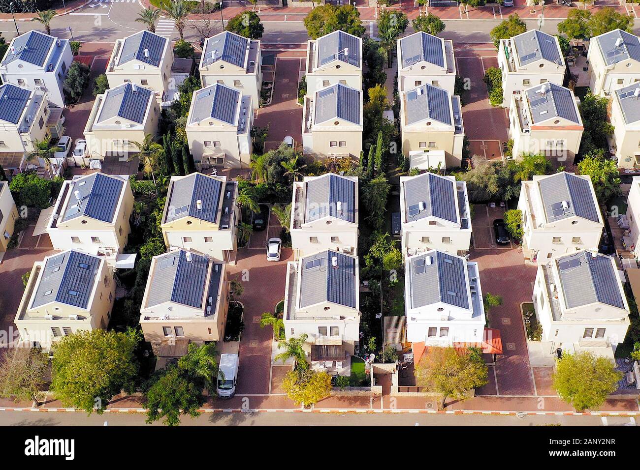 Aerial view of a Middle class Suburban neighbourhood houses Stock Photo ...