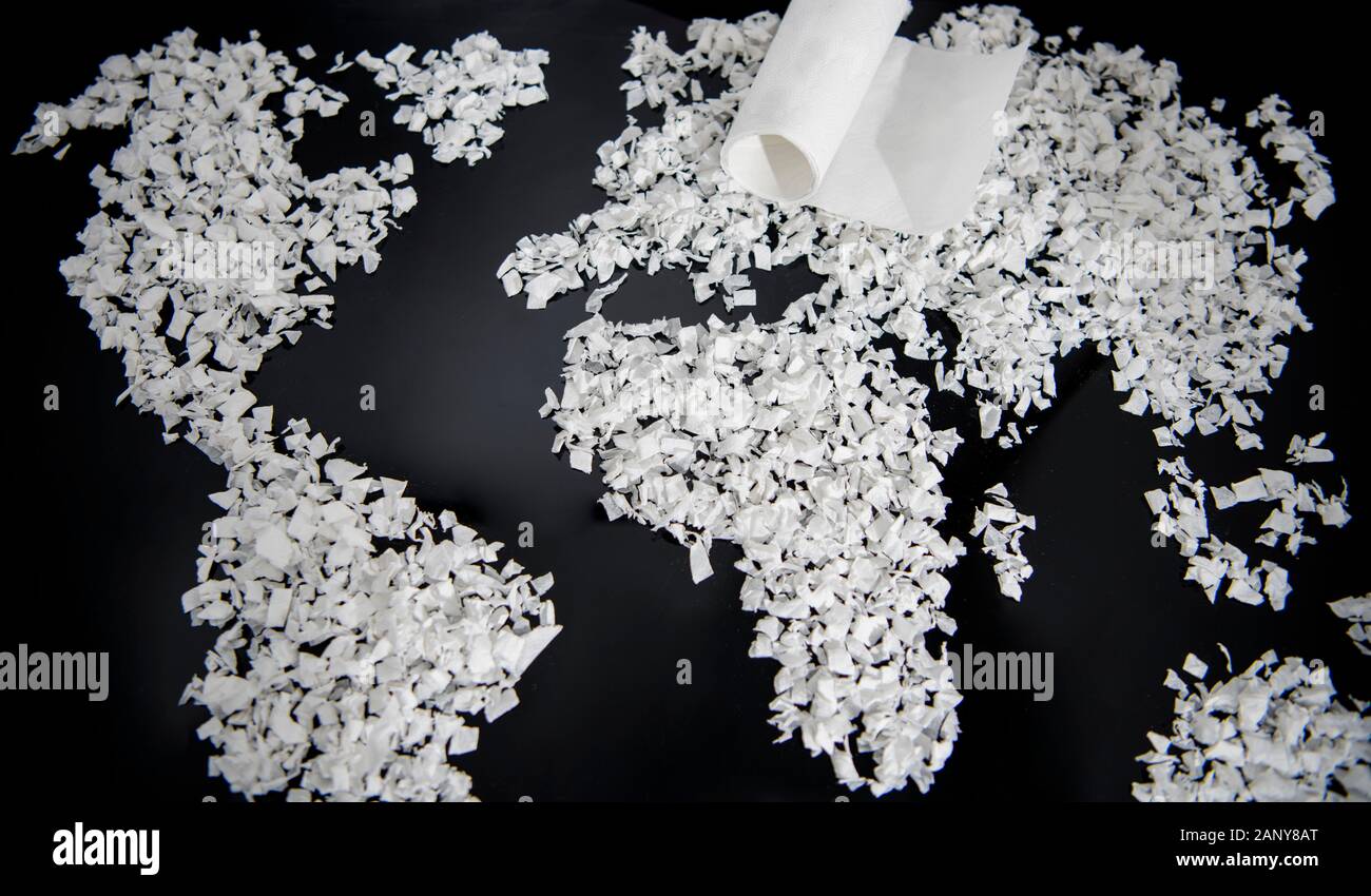 Abstract photo with toilet paper concept.World map made from toilet ...