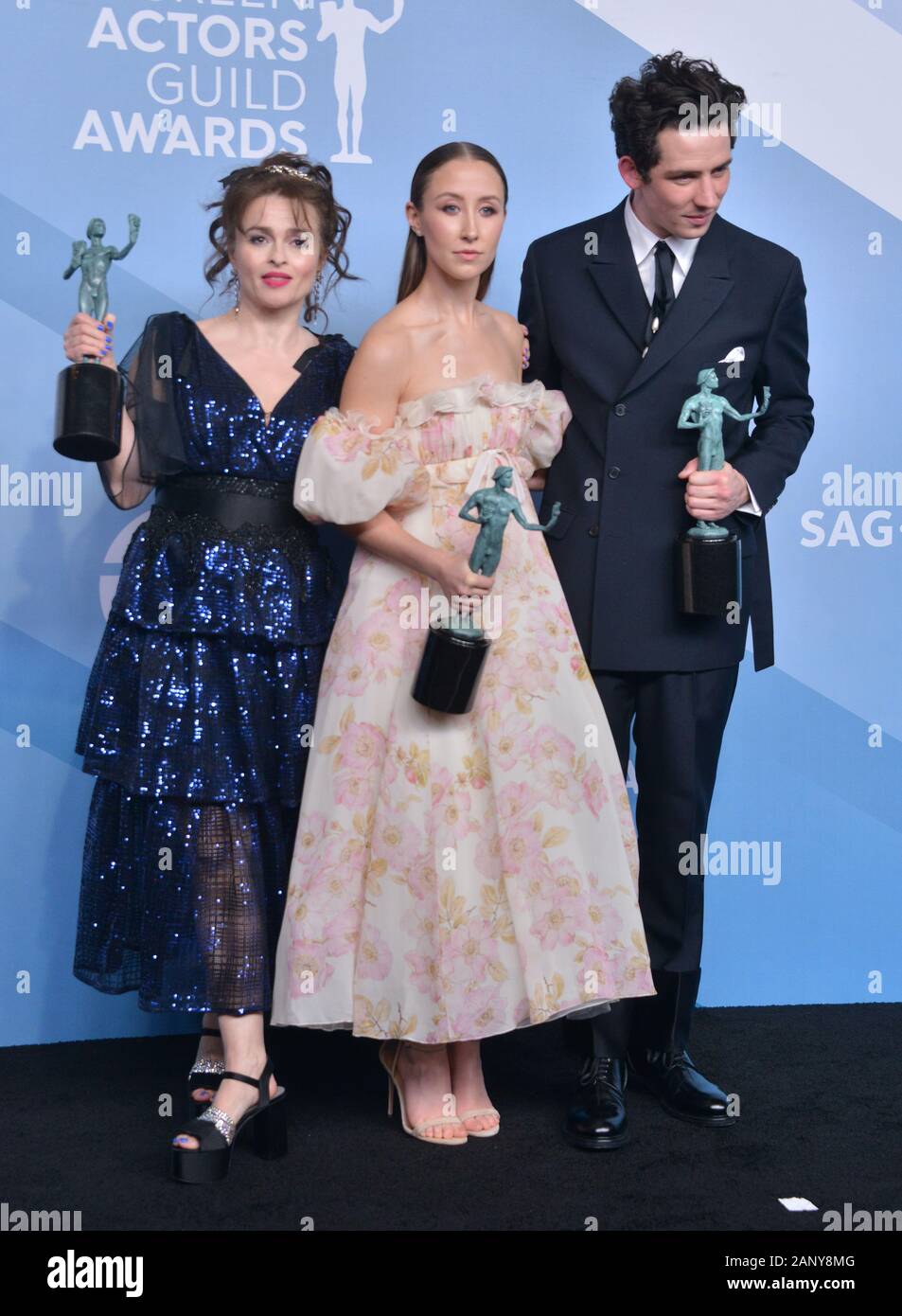 Los Angeles, USA. 19th Jan, 2020. Helena Bonham Carter, Josh O'Connor ...