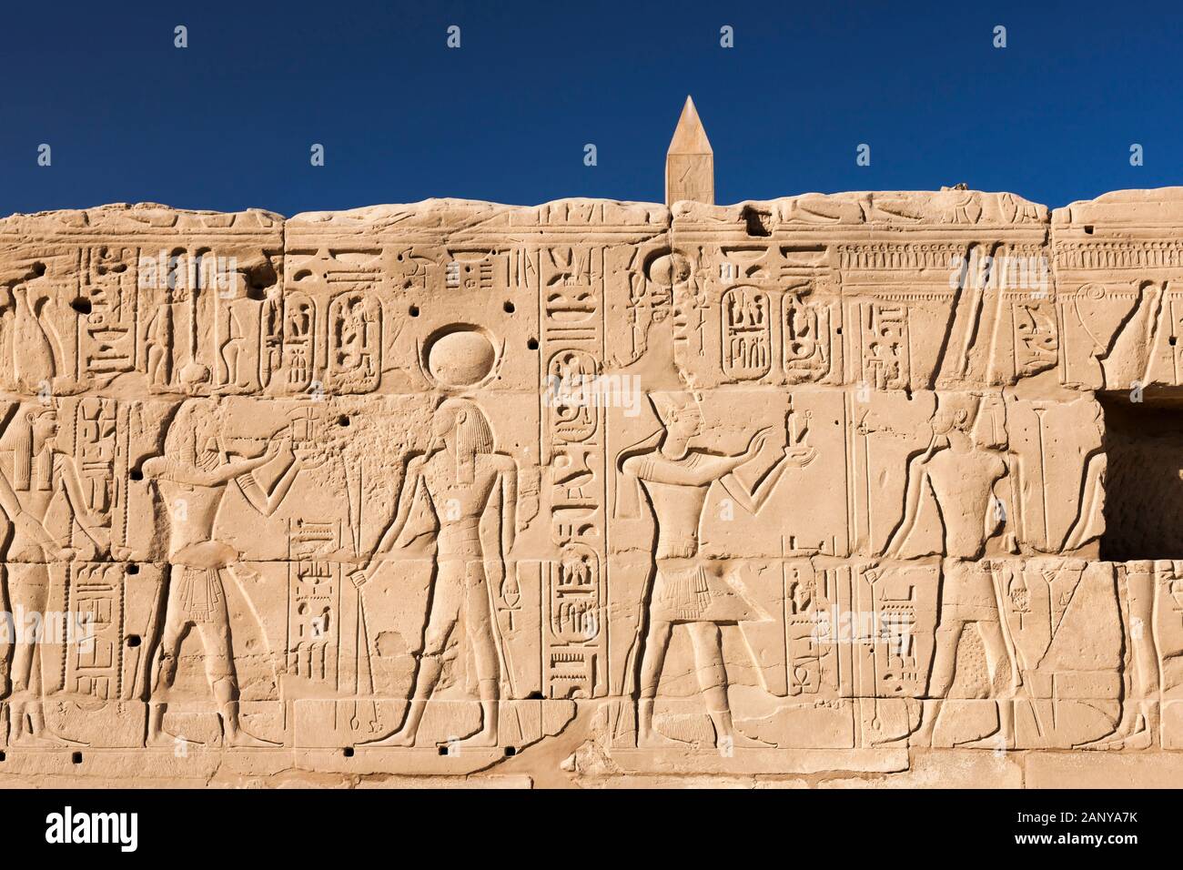 Relief and inscriptions of wall, Karnak Temple, Luxor, Egypt, North ...