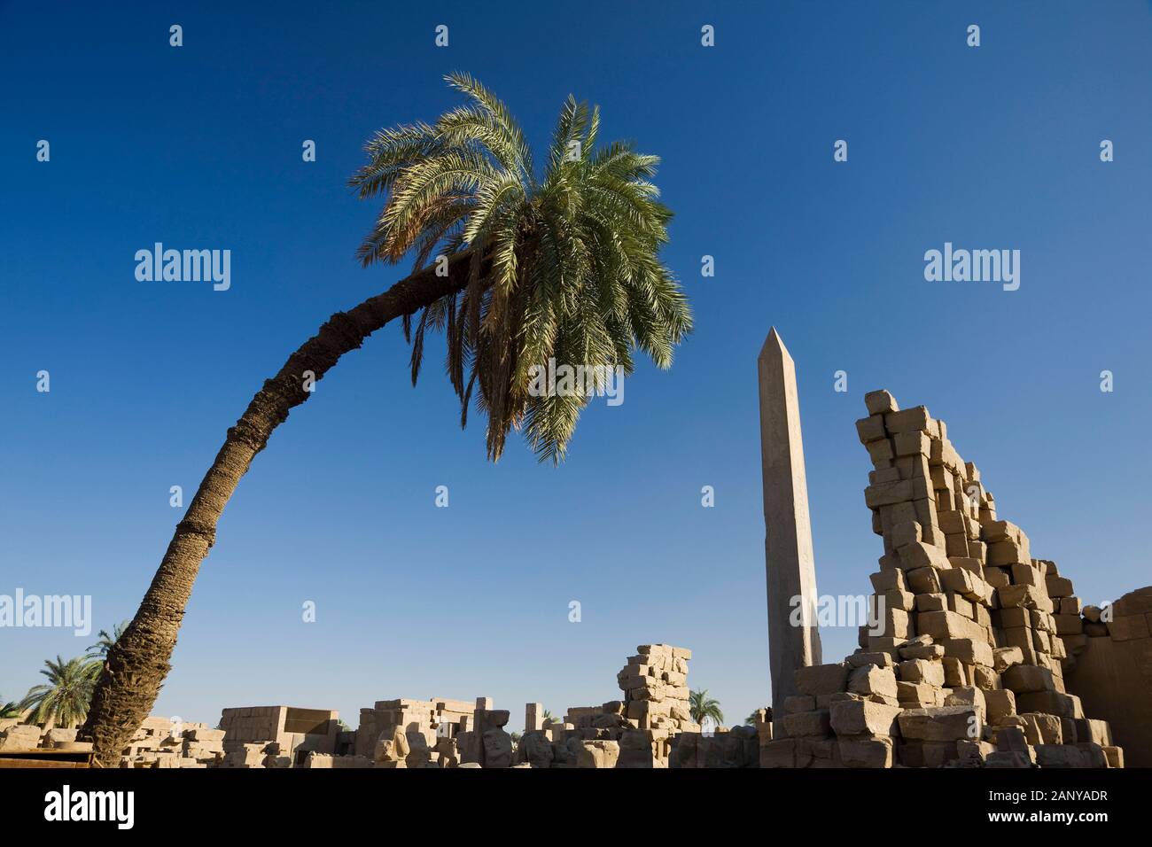 Obelisk and stone rubble, Karnak Temple, Luxor, Egypt, North Africa ...