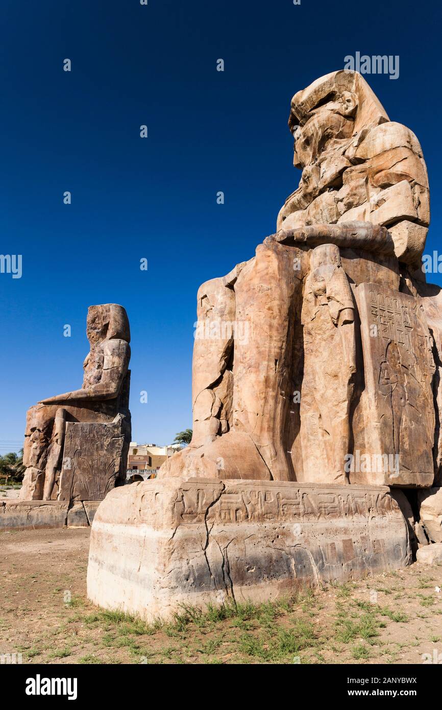 Colossi of Memnon, massive stone statues of Amenhotep III, Luxor, Egypt ...