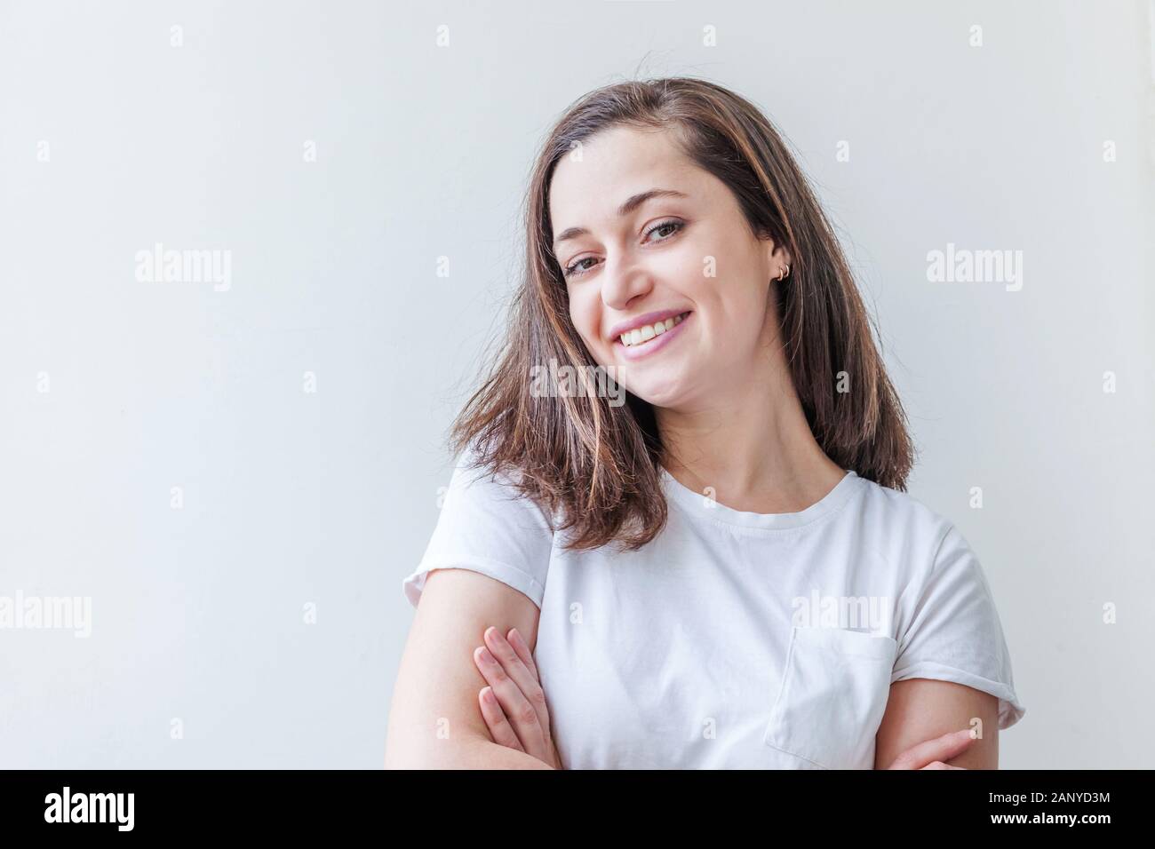 Happy girl smiling. Beauty portrait young happy positive laughing ...