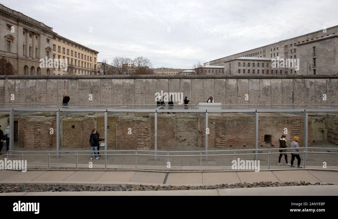 Berlin, Germany - december 30: Ruined building of SS headquarters in ...