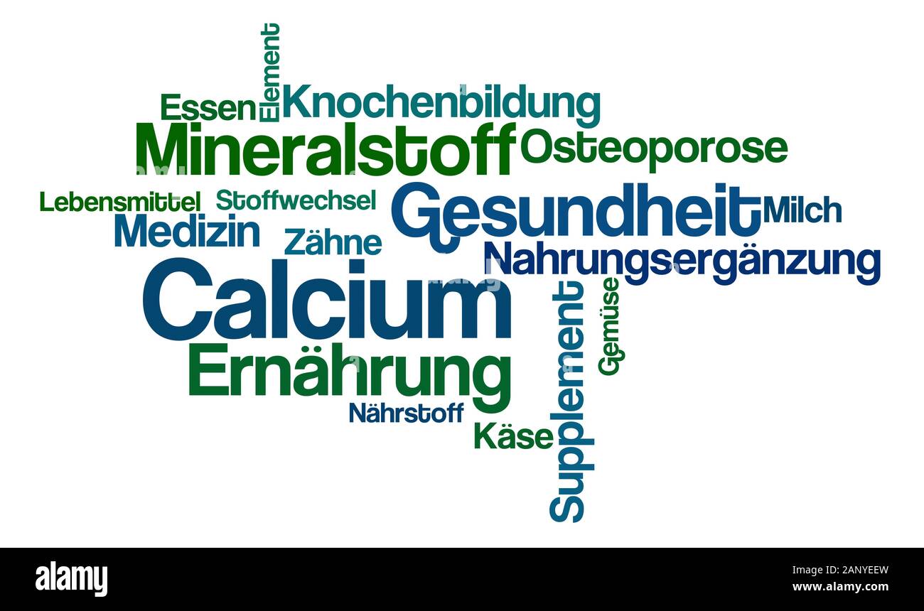 Word Cloud on a white background - Calcium (German Stock Photo - Alamy