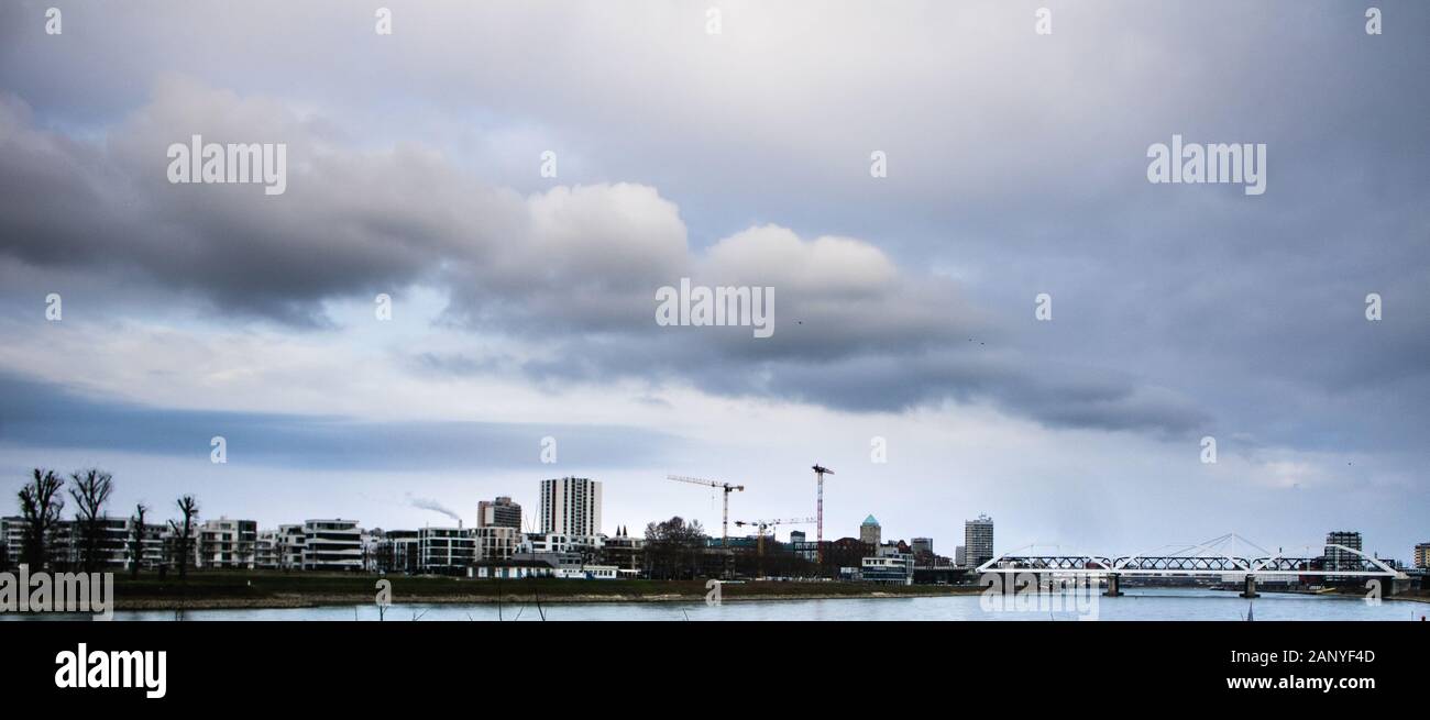 German city with a bridge landscape photo Stock Photo - Alamy